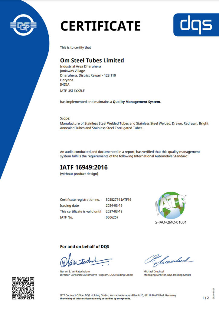Certifications – Om Steel Tubes Ltd.
